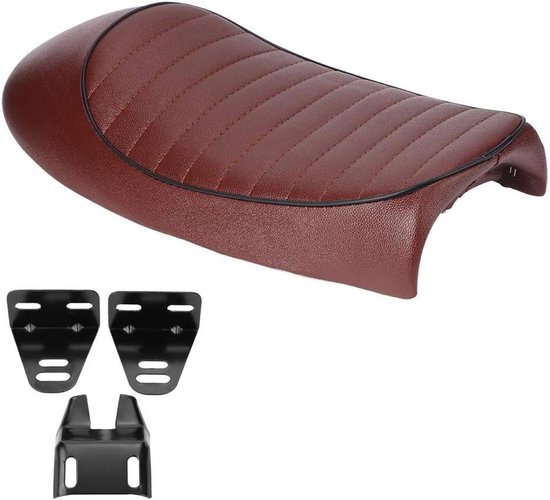 JGS Premium - Motorzadel PU Leer Vintage Cafe Racer Zadel - Zwart ...