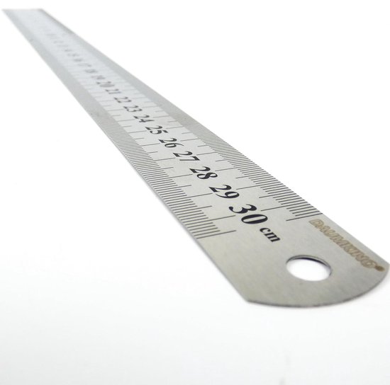 Edelstaal of Aluminium Liniaal - Metrische en Imperiale Schaal - 15/20 ...
