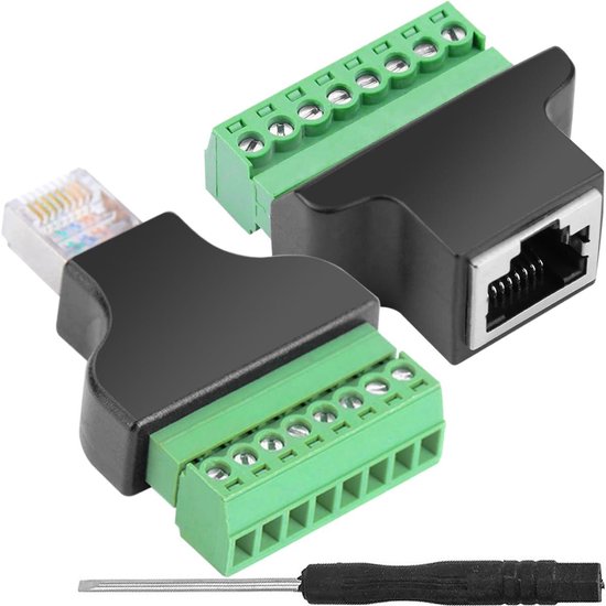 Schroef Terminal Block Connector voor Ethernet-kabel - RJ45 naar 8-pins ...