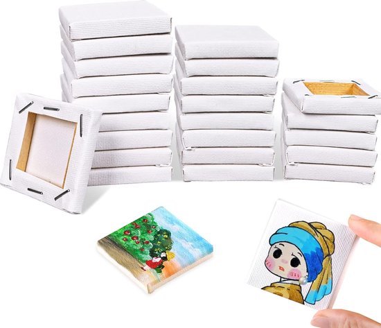 Mini-Canvas Set - 100% Katoen - 24 Stuks - 5 x 5 cm | bol