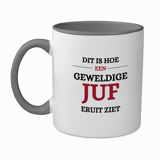 Hacebo® - Geweldige juf eruit ziet koffiebeker grijs - Juf - beste juf ...