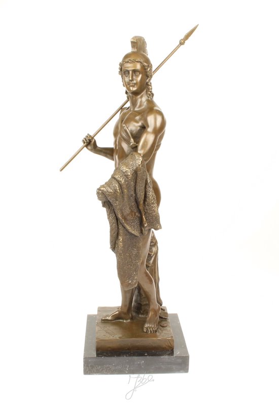 Bronzen beeld Jason met het Gouden Vlies op marmeren voet – mythisch ...