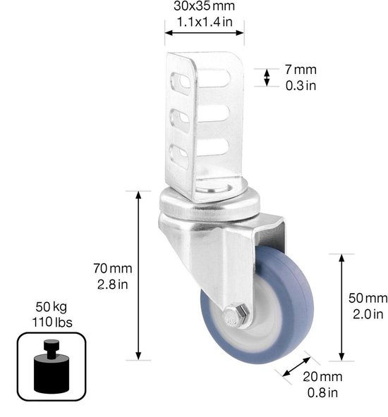 Wagner Design zwenkwielen voor GreenBOX Light verhoogd bed van ...