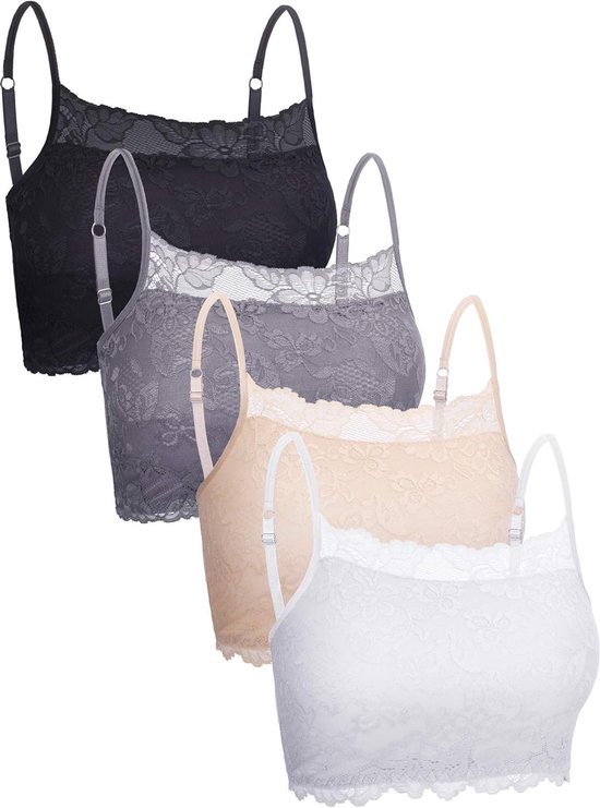 Allecto Plus - 4-delige kanten Bralette in halve camisole stijl met ...