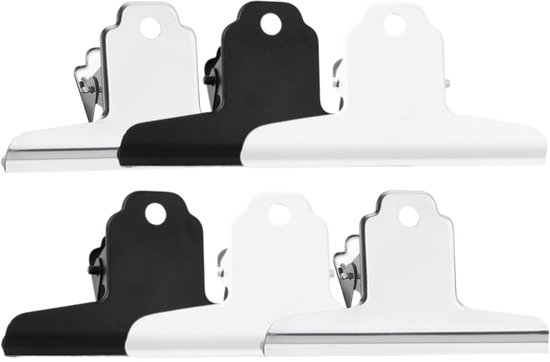 Robuuste metalen clips - veelzijdig en veilig - set van 6 - zwart, wit ...