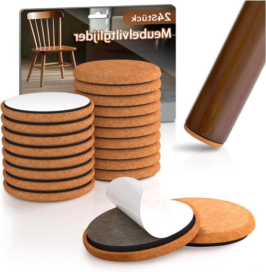 24 Pieces Self Adhesive 25mm Round Furniture Glides for Chair Legs | bol
