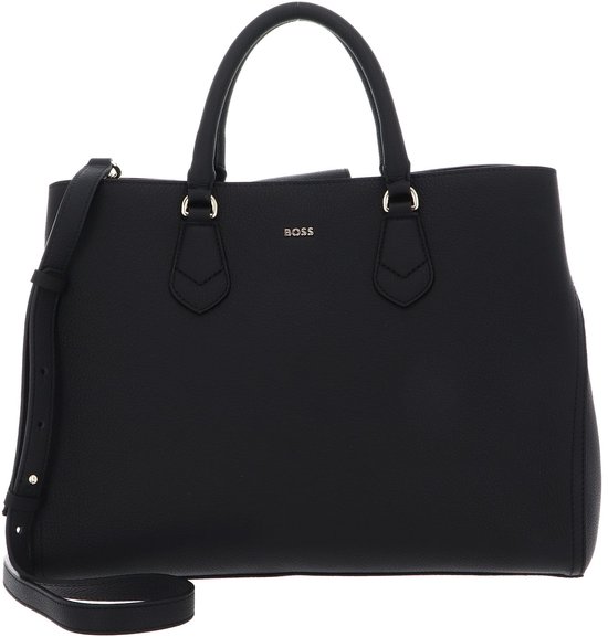 BOSS Leren handtas schoudertas Lenah Business Tote Black zwart | bol