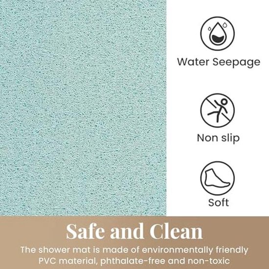 Douchemat Badmat Antislip, 81 x 61 cm, zachte badmat met afvoer, PVC ...