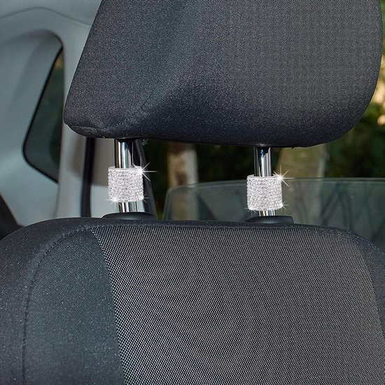 Allecta - Set van 4 witte auto hoofdsteun kraag - kristal strass ...