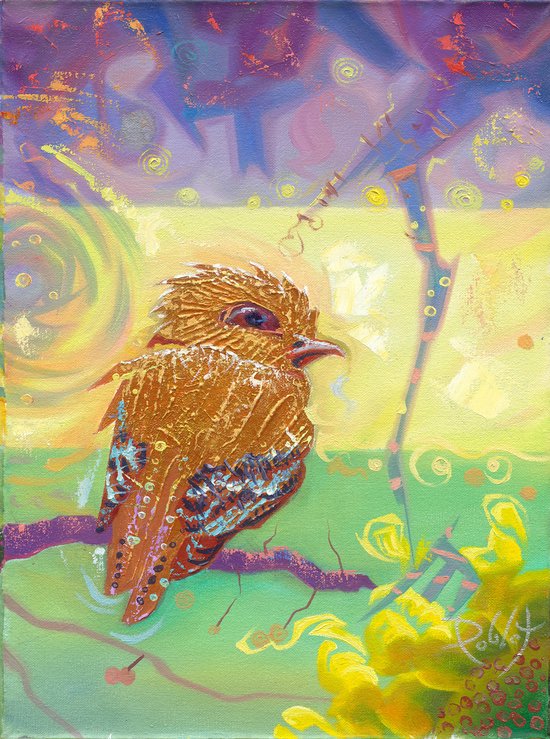 Golden Birds Series – The Golden Guardian #2 – A2 – Canvas – Giclée Art ...