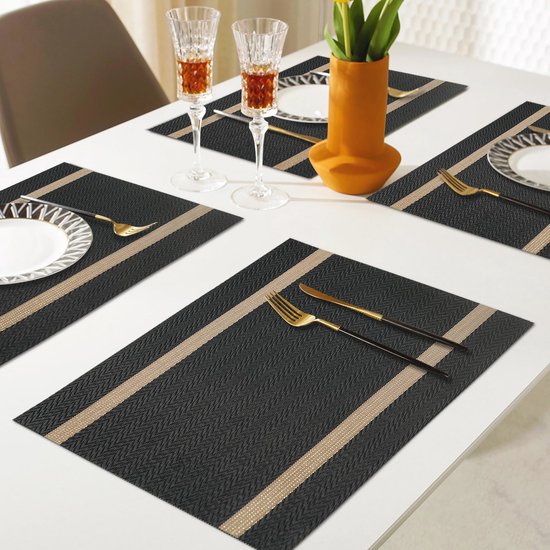 Elegante Zwart-Gouden Tafelloper van PVC - Perfect voor Woon- en ...