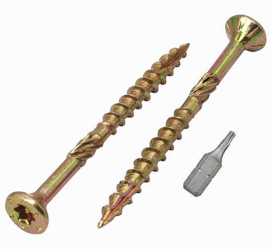 Pack van 100 Geel verzinkt staal Houtschroeven 3,0 x 35 mm - Torx-kop ...