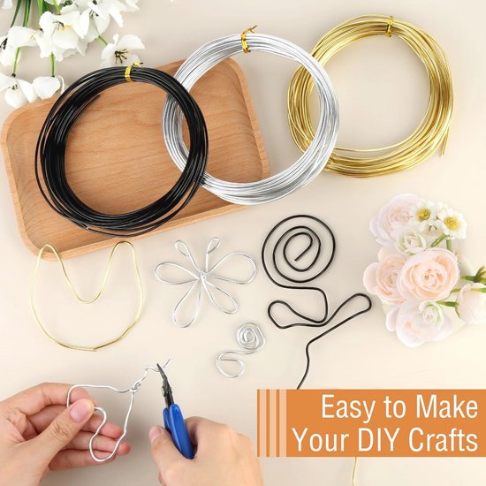 Aluminium Knutseldraad Set - 3 Stuks, 2 mm x 10 m - Flexibele Draad ...