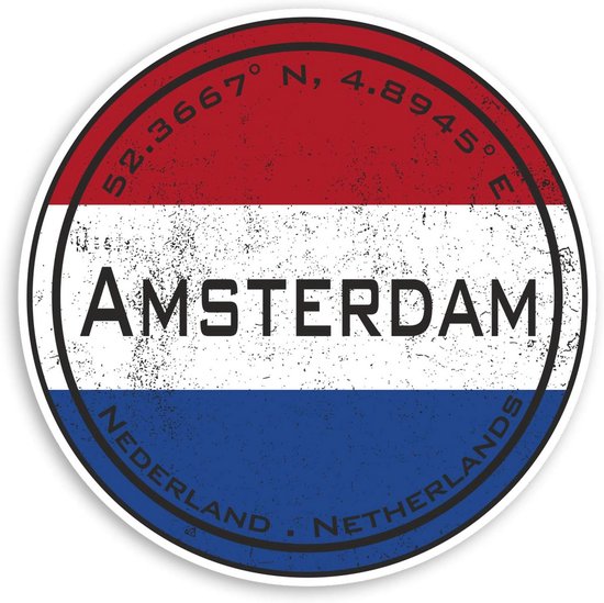 2x Sticker Amsterdam Nederland Vlag 10cm - Leuk Vinyl voor Laptop, Auto ...