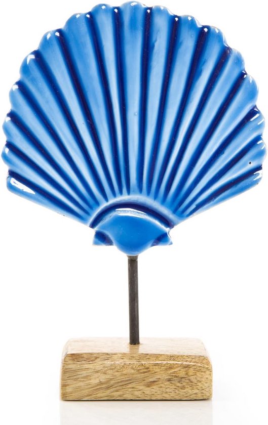 Maritieme Decoratie Figurine Schelp op Stok - Hout en Keramiek 19 cm | bol