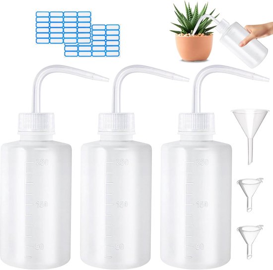 3x Spuitflessen 250 ml Transparant met Trechter – Laboratorium, Planten ...