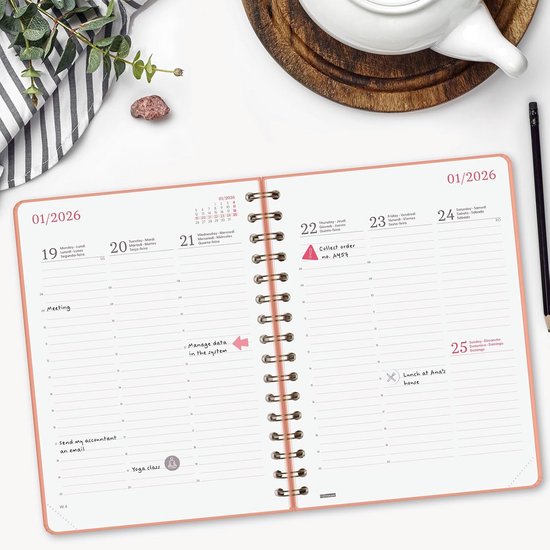 Jaarplanner 2026 Verticaal Weekoverzicht - Compact Formaat met Elastiek ...