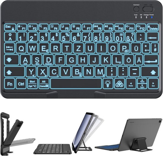 Draadloos Bluetooth Toetsenbord met Grote Letters en 7 Kleuren ...