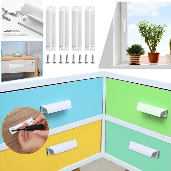 4er Set Aluminium Deurhendels (Wit) - Balkon Deurhendel - Meubel ...