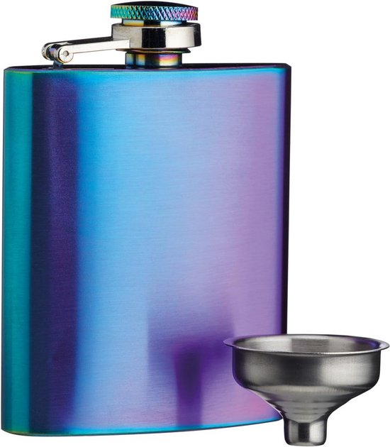 Mini Heupfles in Glanzend Roestvrij Staal met Decanteertrechter - 100 ...