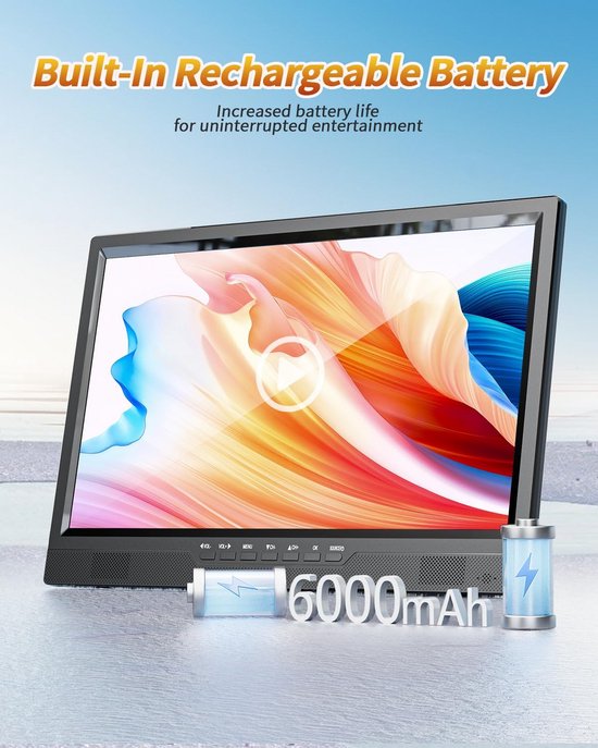 19 inch Mini TV met DVB-T2 Tuner, Full HD Draagbare Televisie voor Auto ...