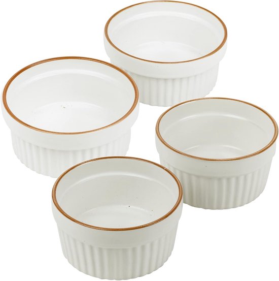 Set van 4 Ronde Keramische Schalen Ovenvast - Ideaal voor Soufflé ...