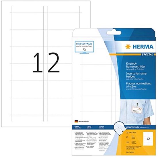 Naamlabels voor Kleding A4 - 75 x 40 mm - 300 Witte Perforatiekaarten | bol