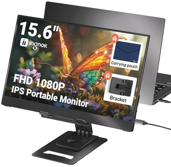 Draagbare Monitor 15,6 inch FHD 1080P IPS Scherm Extender met USB C en ...