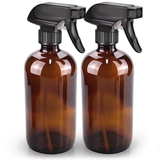 Set van 2 amberkleurige glazen spuitflessen voor reiniging ...