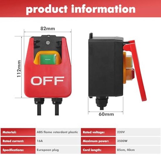 Noodschakelaar 230V met Stopcontact - Veiligheidsmechanisme voor ...