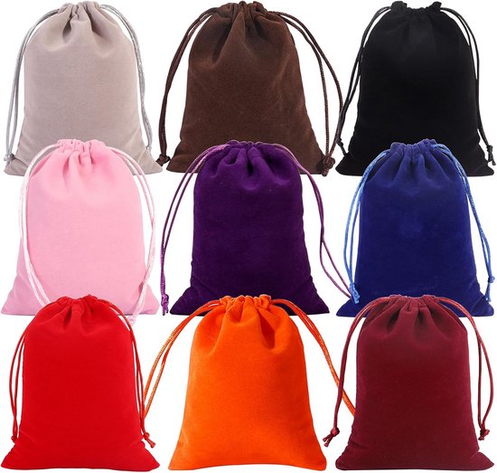 Set van 9 Luxe Flueten Zakjes met Trekkoord (20x25 cm) voor Cadeaus en ...
