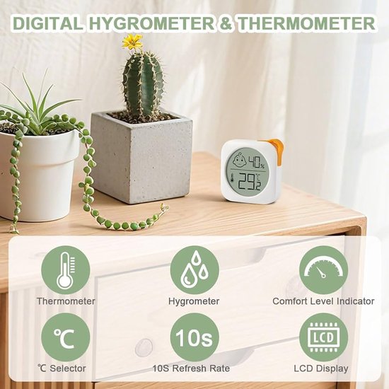 Digitale mini-thermo-hygrometer - set van 2 - wit | bol