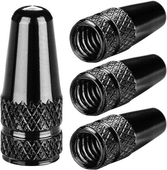 Set van 4 Zwarte Aluminium Ventieldoppen voor Presta (Franse ...