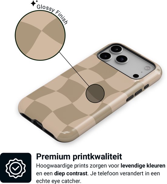 Mobiq - Checkered Warp Backcover met Magsafe geschikt voor iPhone 17 Pro - Sandwave | bol
