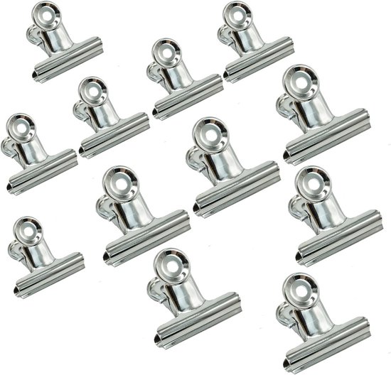 12 stuks metalen bulldog clips voor foto en documenten, 50mm en 63mm | bol