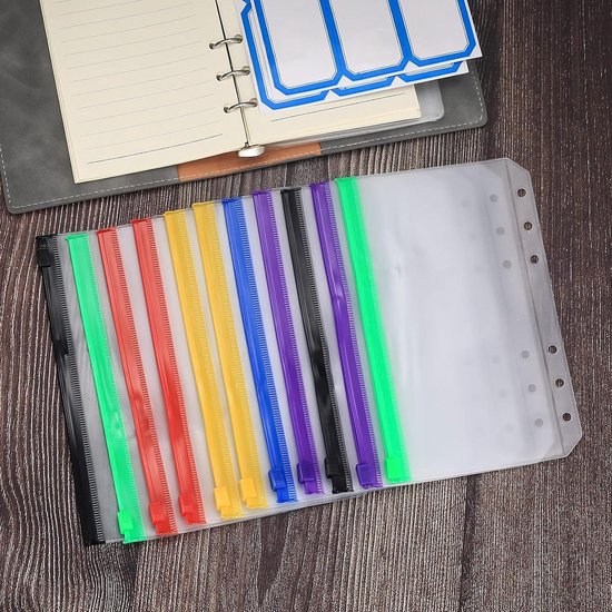 12-delige set documenttassen - waterdichte plastic mapjes met ritssluiting voor... | bol