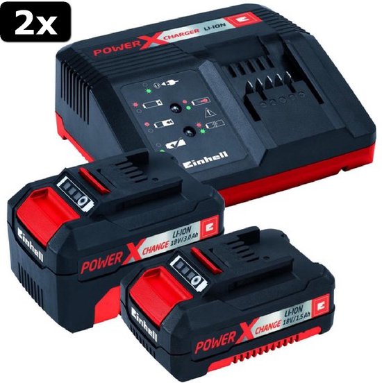 2x Einhell Accu Power Tool Kit 18V/1.5Ah/3.0Ah (Accu Schroefmachine ...