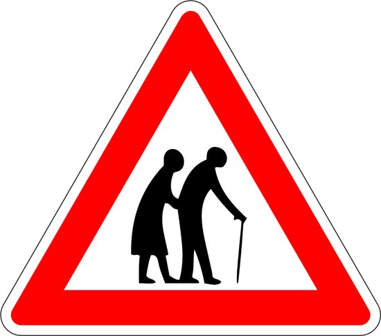 Pas op overstekende ouderen bord - kunststof 100 mm | bol