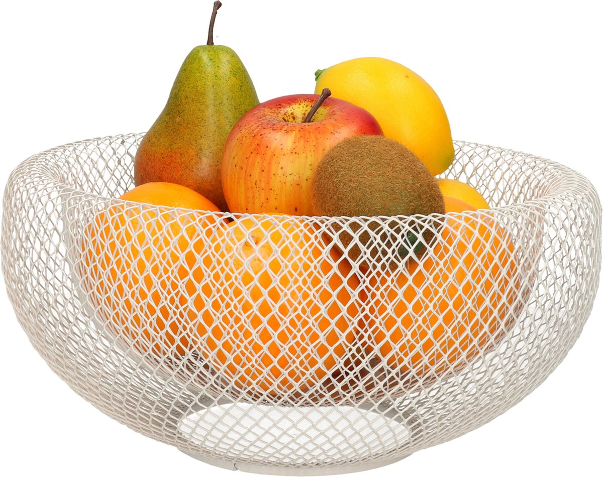 Coupe à fruits/corbeille à fruits ronde métal blanc 27 cm - Coupes à ...