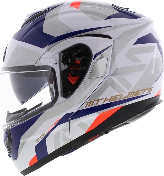Casque MT Atom Skill SV System brillant blanc bleu rouge M | bol.com