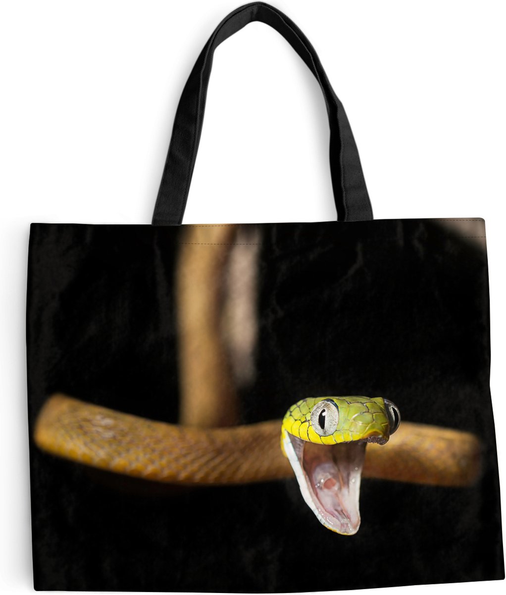 Schoudertas - Strandtas - Shopper Slang - Dier - Zwart - 50x40 cm ...