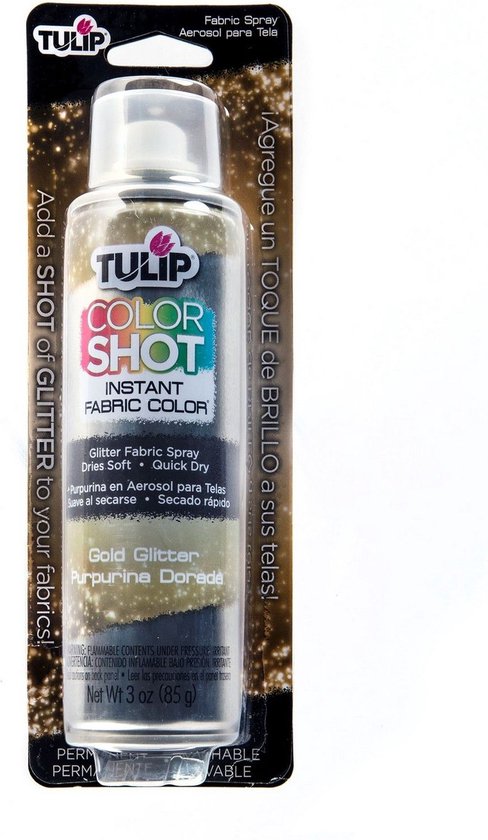Tulip ColorShot instant fabric color spray Gold glitter | bol.com
