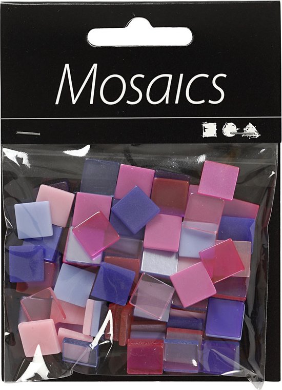 300x Mozaiek tegeltjes kunsthars paars/roze 10 x 10 mm - Mozaieken ...