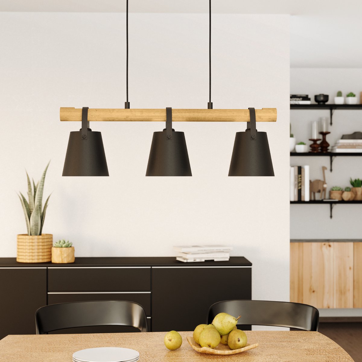 EGLO Boyle Hanglamp - E27 - 78 cm - Zwart/Bruin/Wit | bol.com
