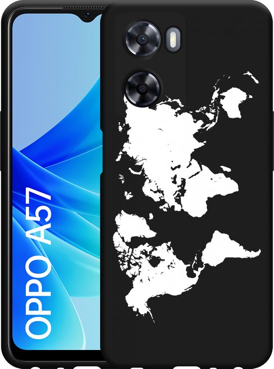Oppo A57 Hoesje Zwart World Map - Designed by Cazy | bol