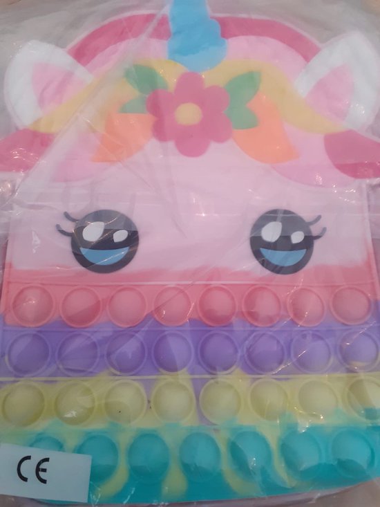 RAINBOW UNICORN POP IT RUGTAS // fidget toys - unicorn tas - regenboog ...
