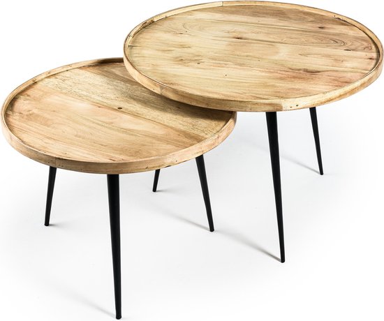 Natural - Salontafels - set van 2 - rond - acacia - naturel ...