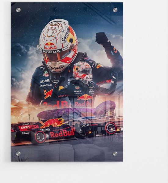 Max Verstappen Formule 1 Red Bull Racing | 80x120 cm | Formule 1 | Glas schilderij |... | bol.com
