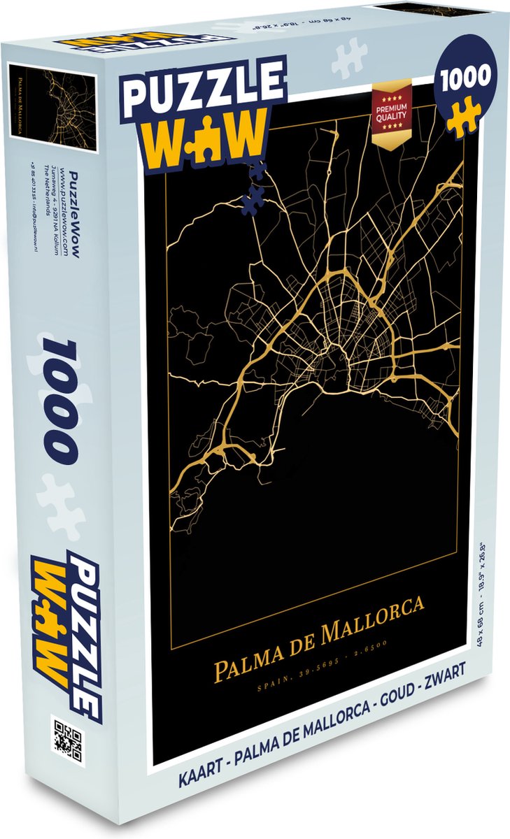 Puzzle Map - Palma de Majorque - Or - Zwart - Jigsaw Puzzle - Puzzle ...