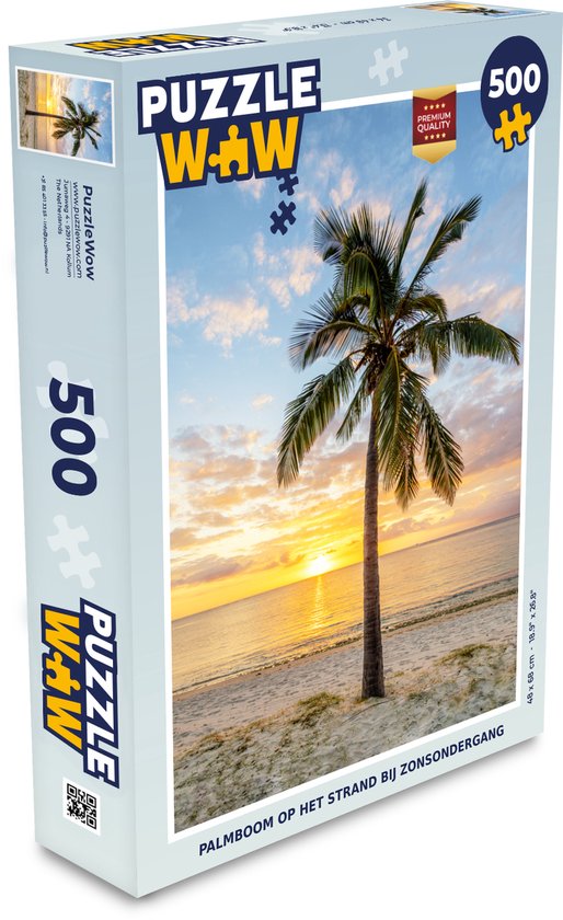 Puzzel Strand - Palmboom - Zonsondergang - Legpuzzel - Puzzel 500 ...